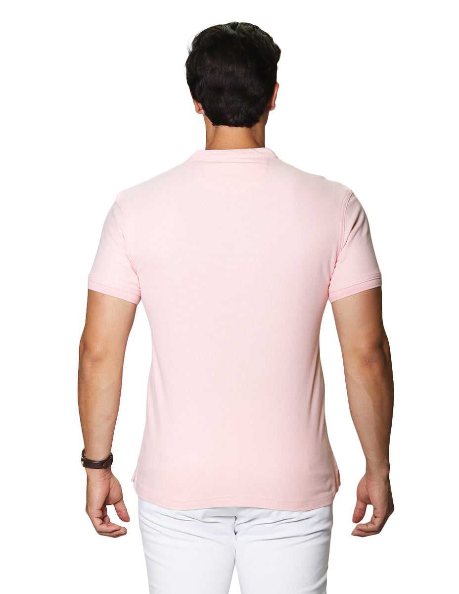 Playeras Polo Para Hombre Lisa De Manga Corta Cuello Mao APCMAO Rosa ...