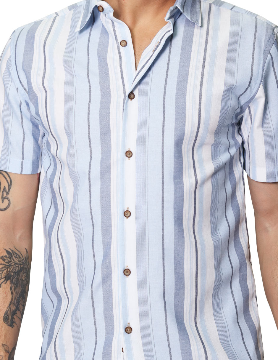 Camisas Para Hombre De Manga Corta Cuello Italiano Con Estampado Regul – BOBOIS